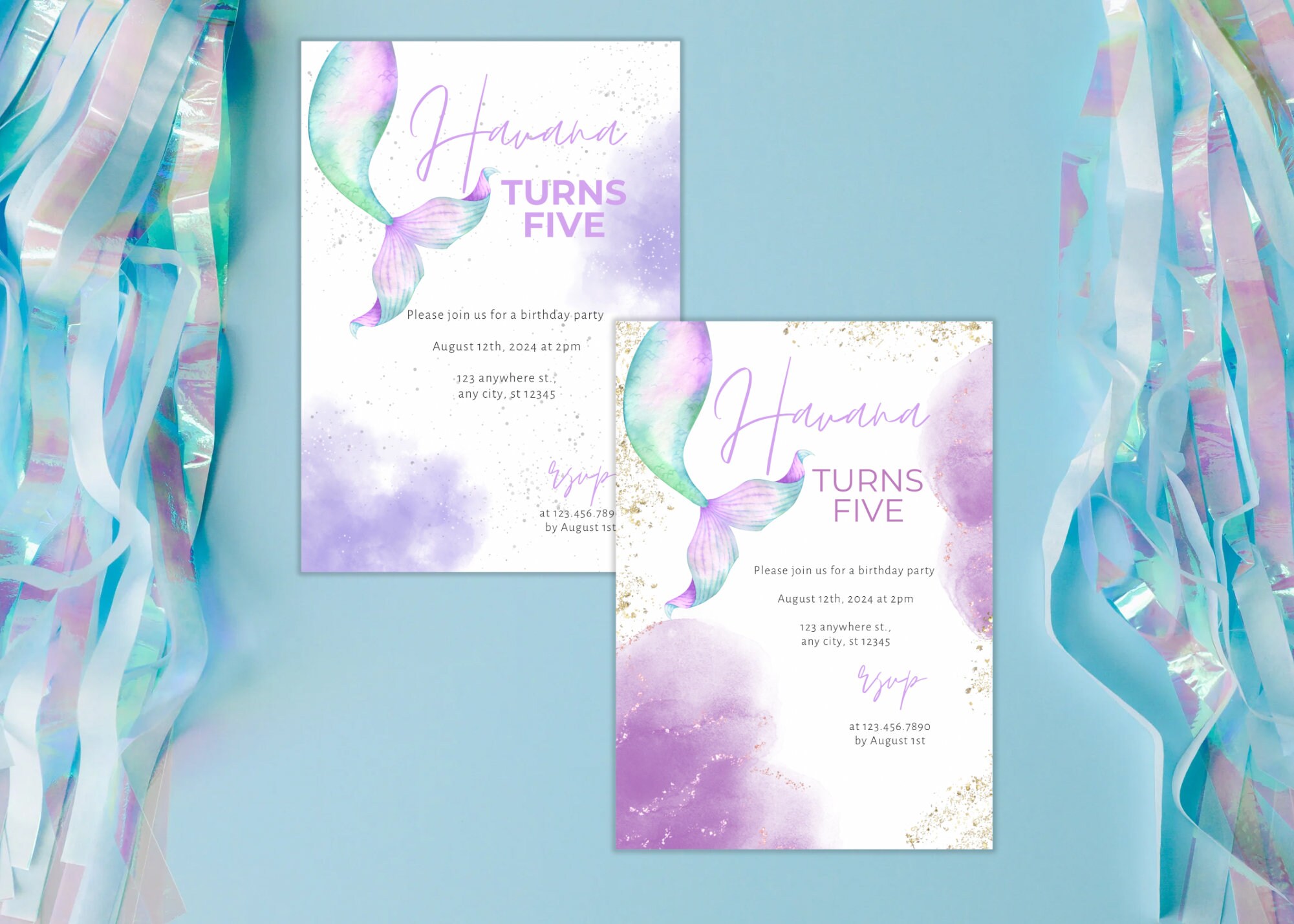 Mermaid Birthday Invitation Editable Template - Etsy