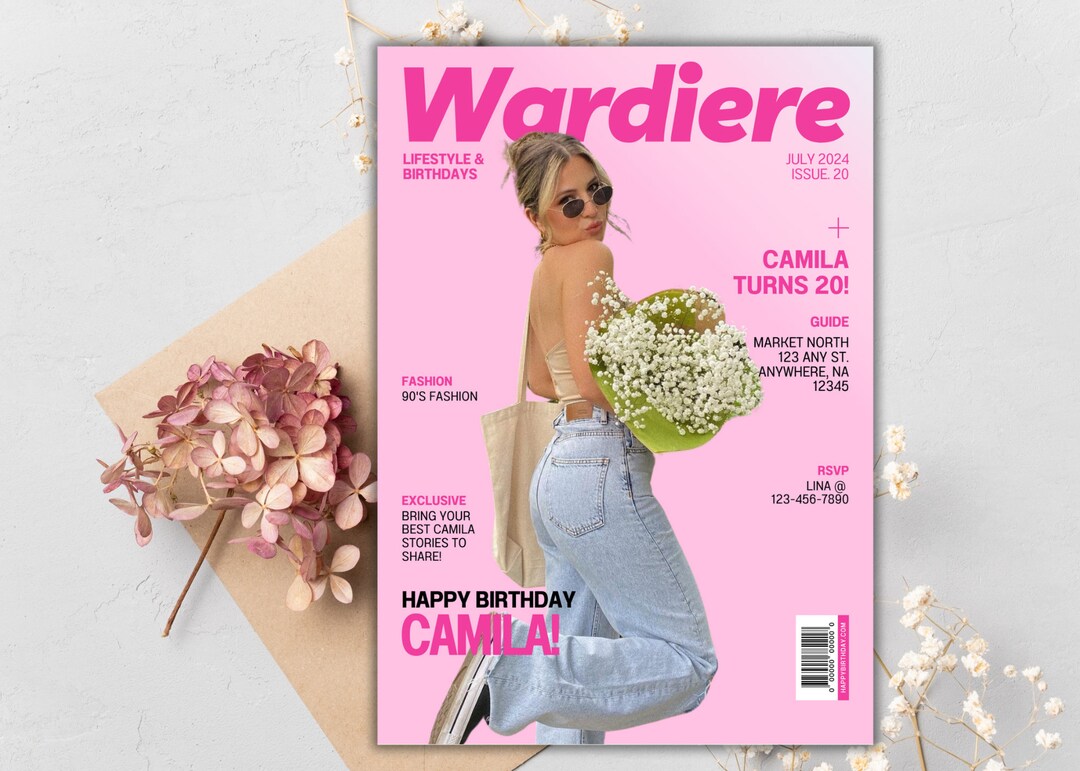 Editable Template Invitation Magazine Cover - Etsy