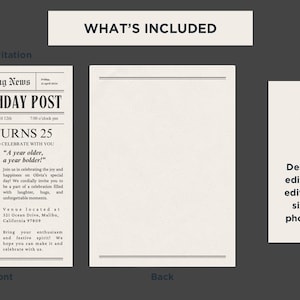 Birthday Post Invitation, Newspaper Invite Template, Editable Birthday ...
