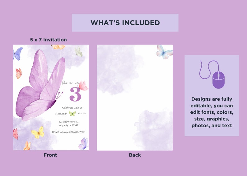 Butterfly Birthday Editable Template - Etsy