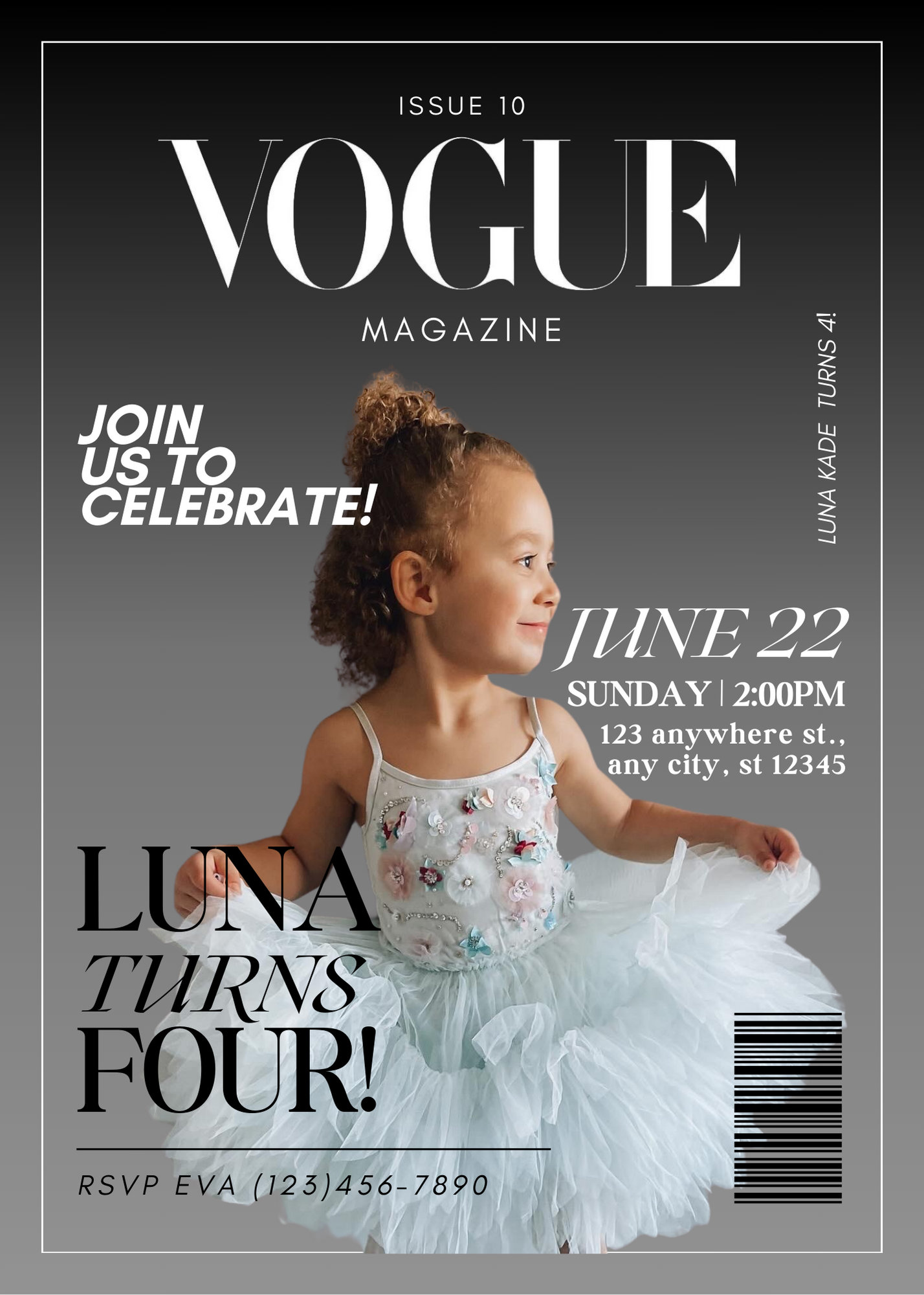 Vogue Magazine Birthday Invitation Canva Template - Etsy