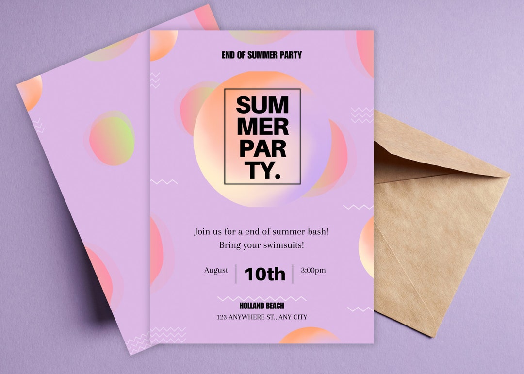 End of Summer Party Invitation Template - Etsy