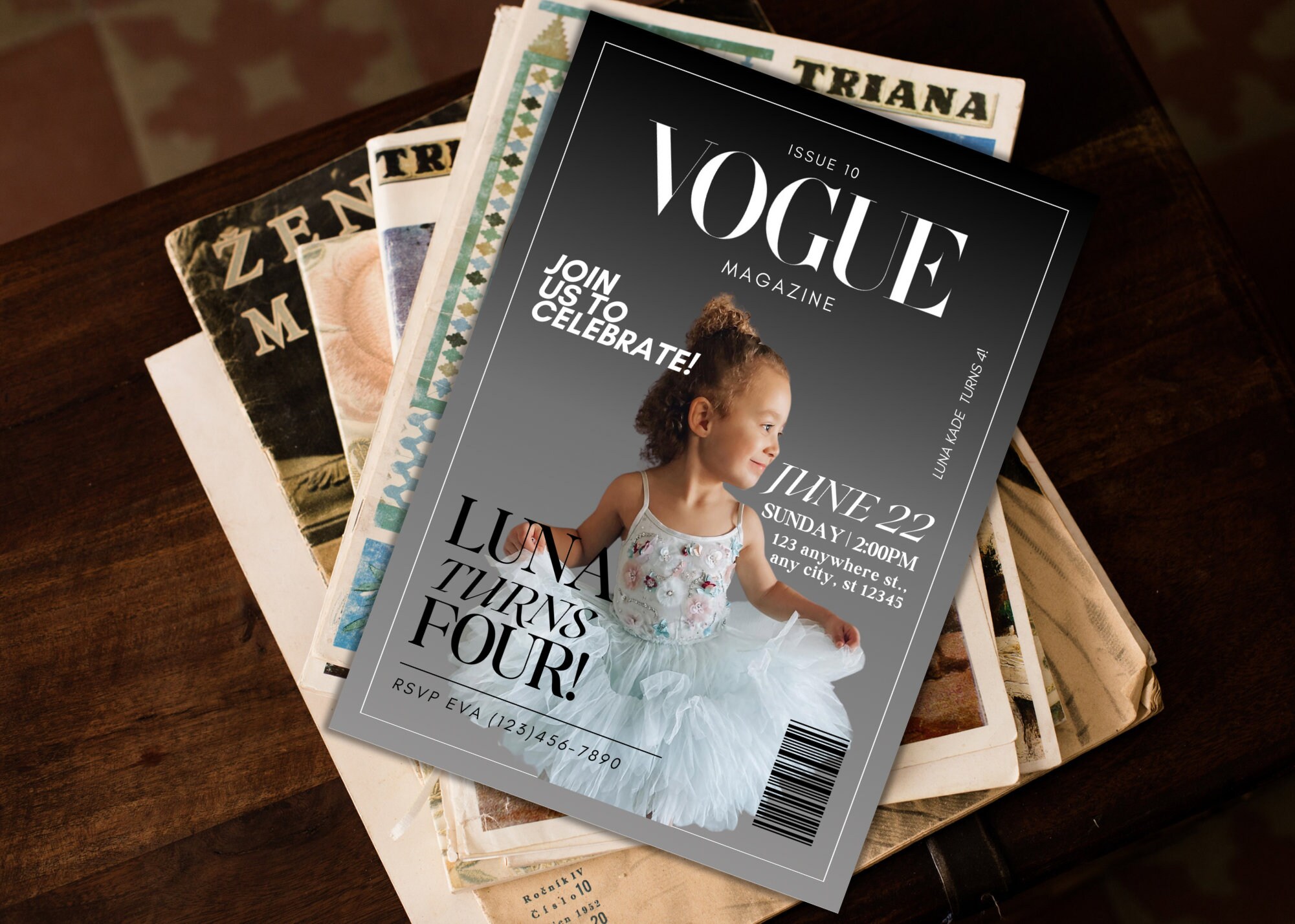 Vogue Magazine Birthday Invitation Canva Template - Etsy