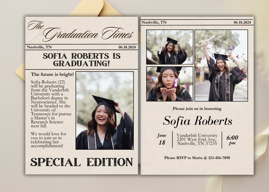 Newspaper Graduation Announcement - Etsy