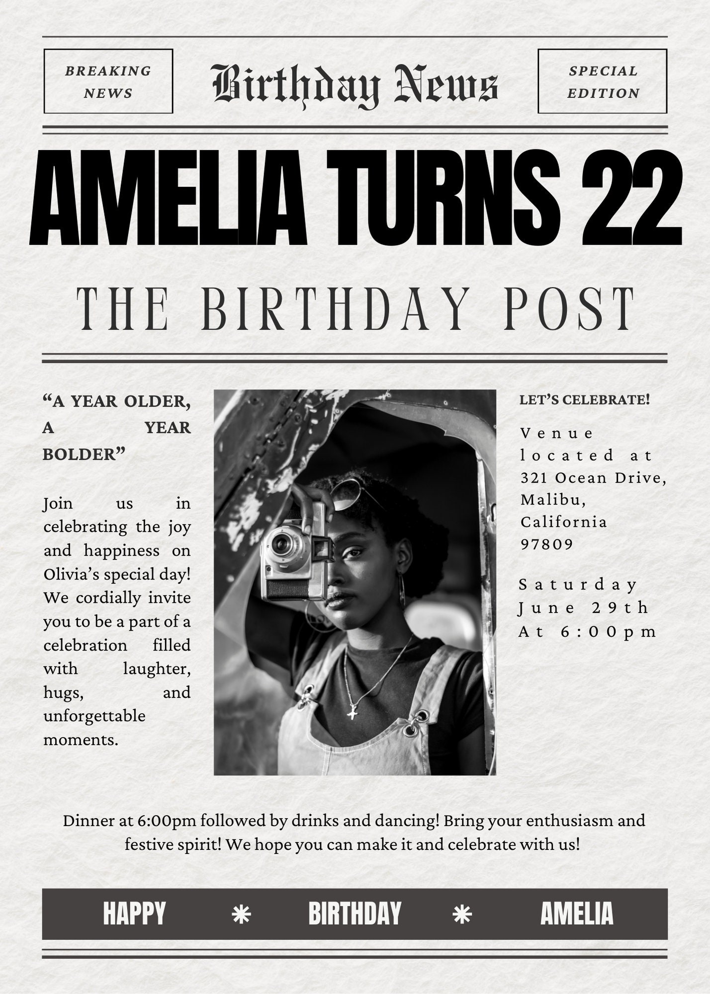 Birthday News Post, Editable Template - Etsy