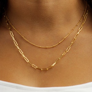 10k Solid Gold Paperclip Necklace, Made in Italy Real Gold Paperclip ...