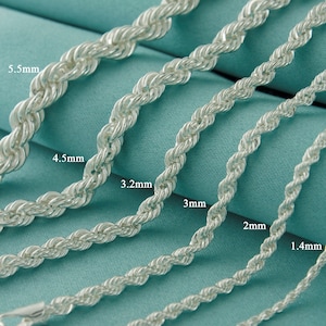 925 Sterling Silver Rope Chain Necklace Made in Italy, Silver Chain ...