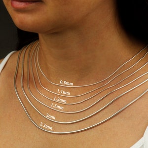 925 Sterling Silver Snake Chain Necklace Made in Italy, Silver Chain ...