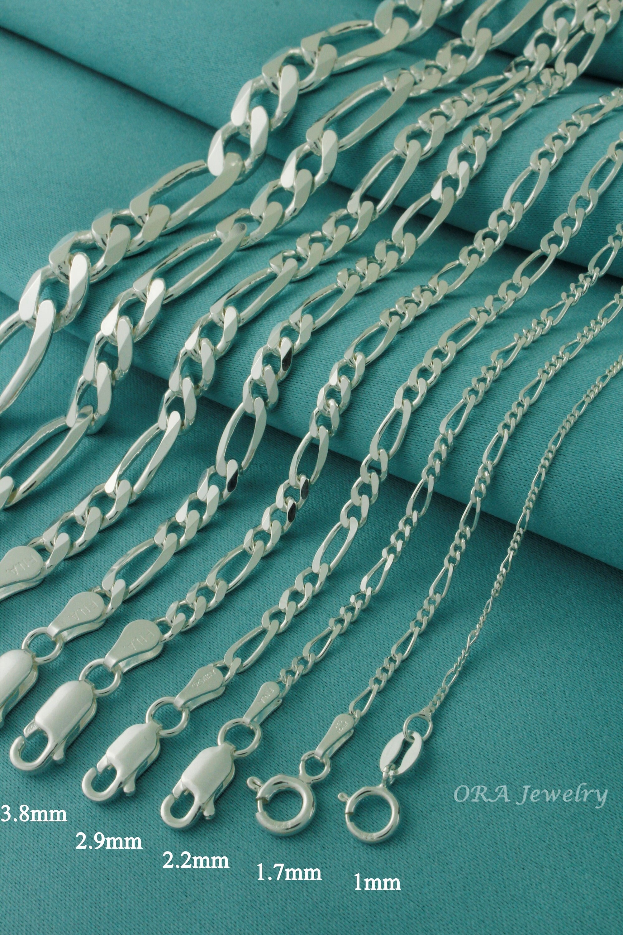 925 Sterling Silver Figaro Chain, Real Silver Chains, Silver Chain ...