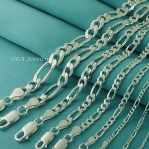 925 Sterling Silver Figaro Chain, Real Silver Chains, Silver Chain ...