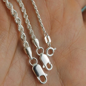 925 Sterling Silver Rope Chain Necklace Made in Italy, Silver Chain ...