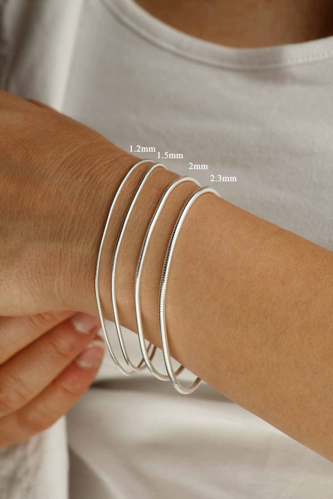 925 Sterling Silver Snake Chain Bracelet Made in Italy, Silver Chain ...