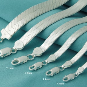 925 Sterling Silver Herringbone Chain Necklace Made in Italy, Real ...