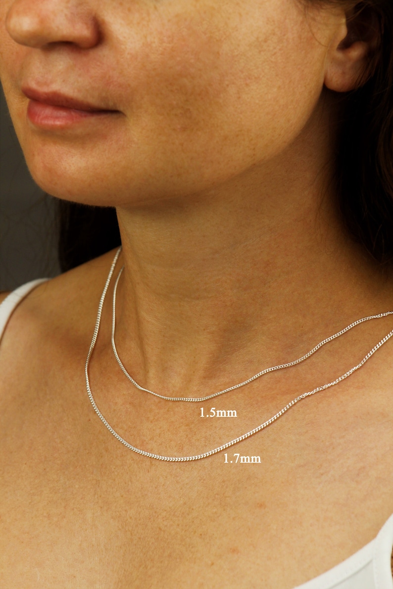 925 Sterling Silver Curb Chain Necklace Silver Stacking - Etsy