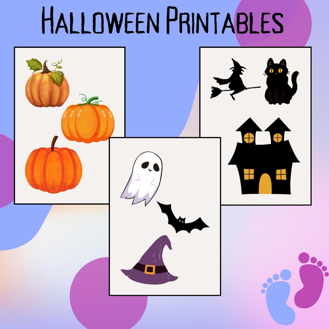 Halloween Decoration Printables 5 Pages of Spooky Designs - Etsy