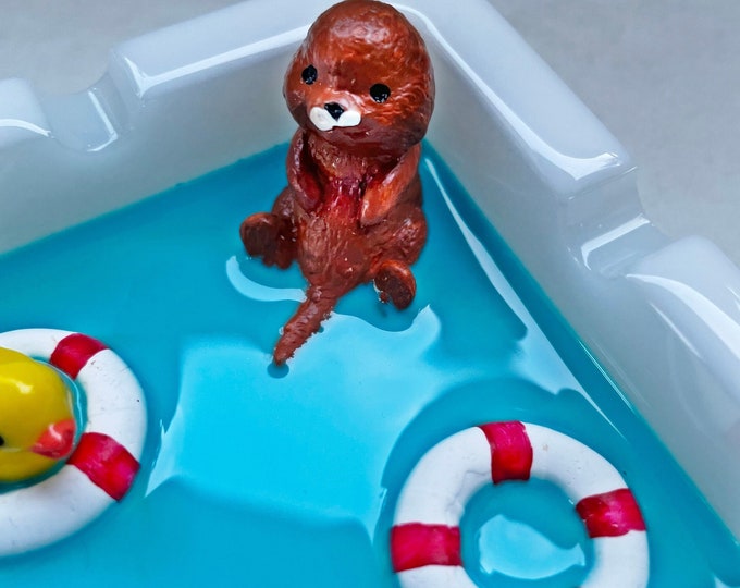 Sea Otter in the Swimming Pool! - Cute Ashtray / Handmade Ashtray-gift ...