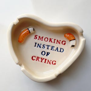 Heart-shaped Ceramic Ashtray With Funny Quotes and Messages – Unique ...