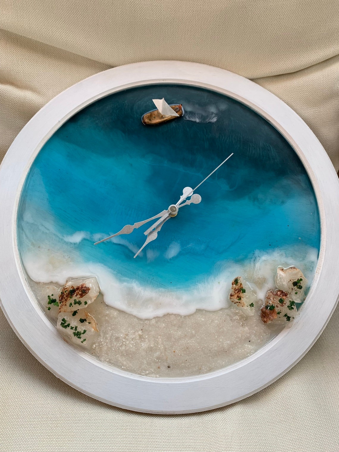 Custom made resin clock ocean theme | Etsy