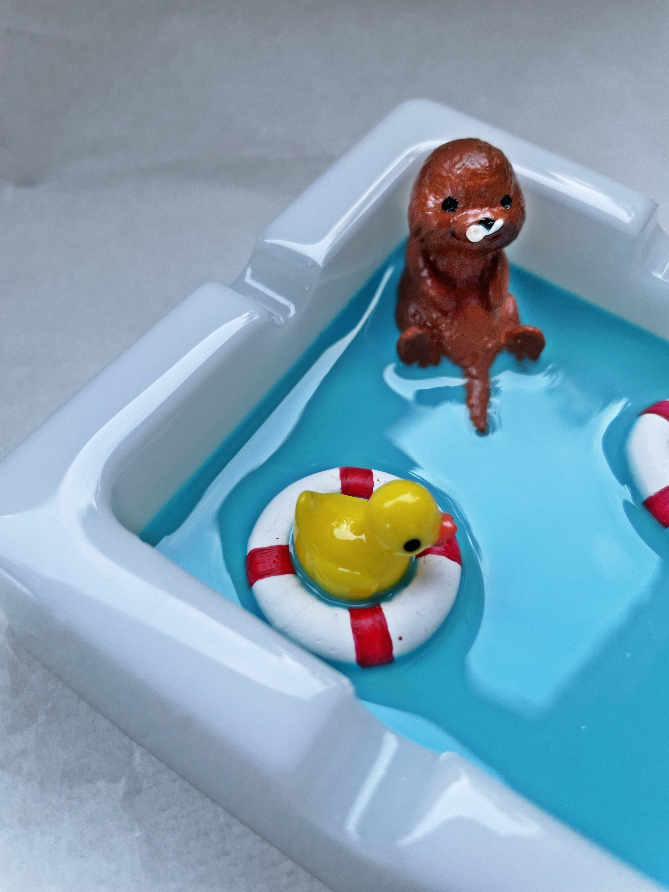 Sea Otter in the Swimming Pool Cute Ashtray / Handmade Ashtray-gift for ...