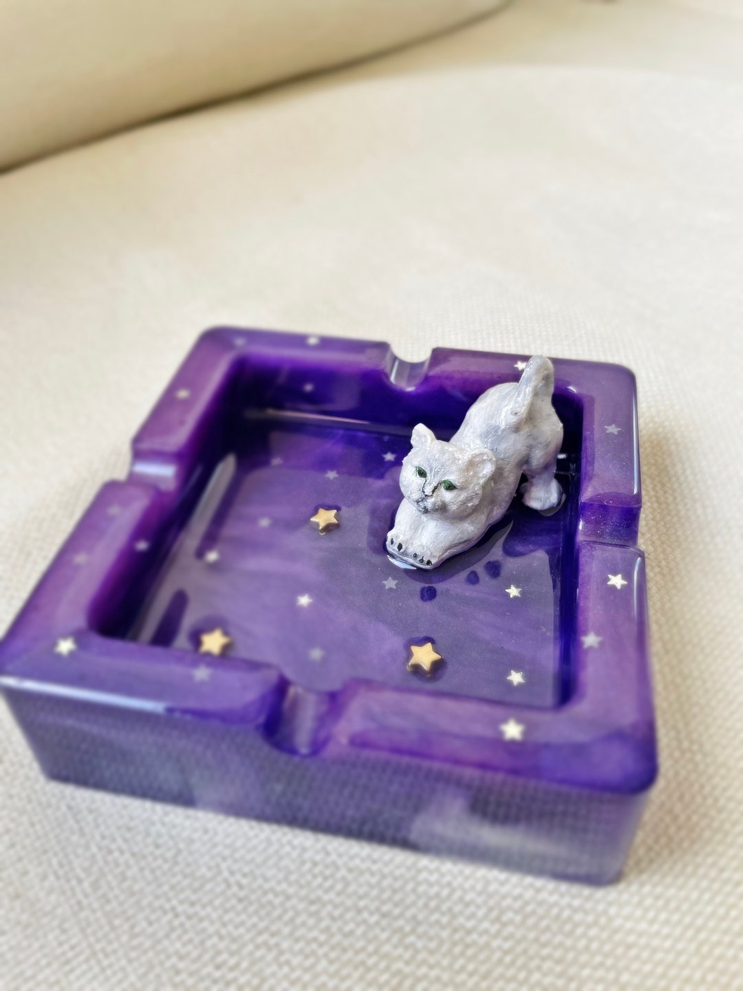 Cat Themed Resin Ashtray / Cute Ashtray / Gift for Her / Personalized ...