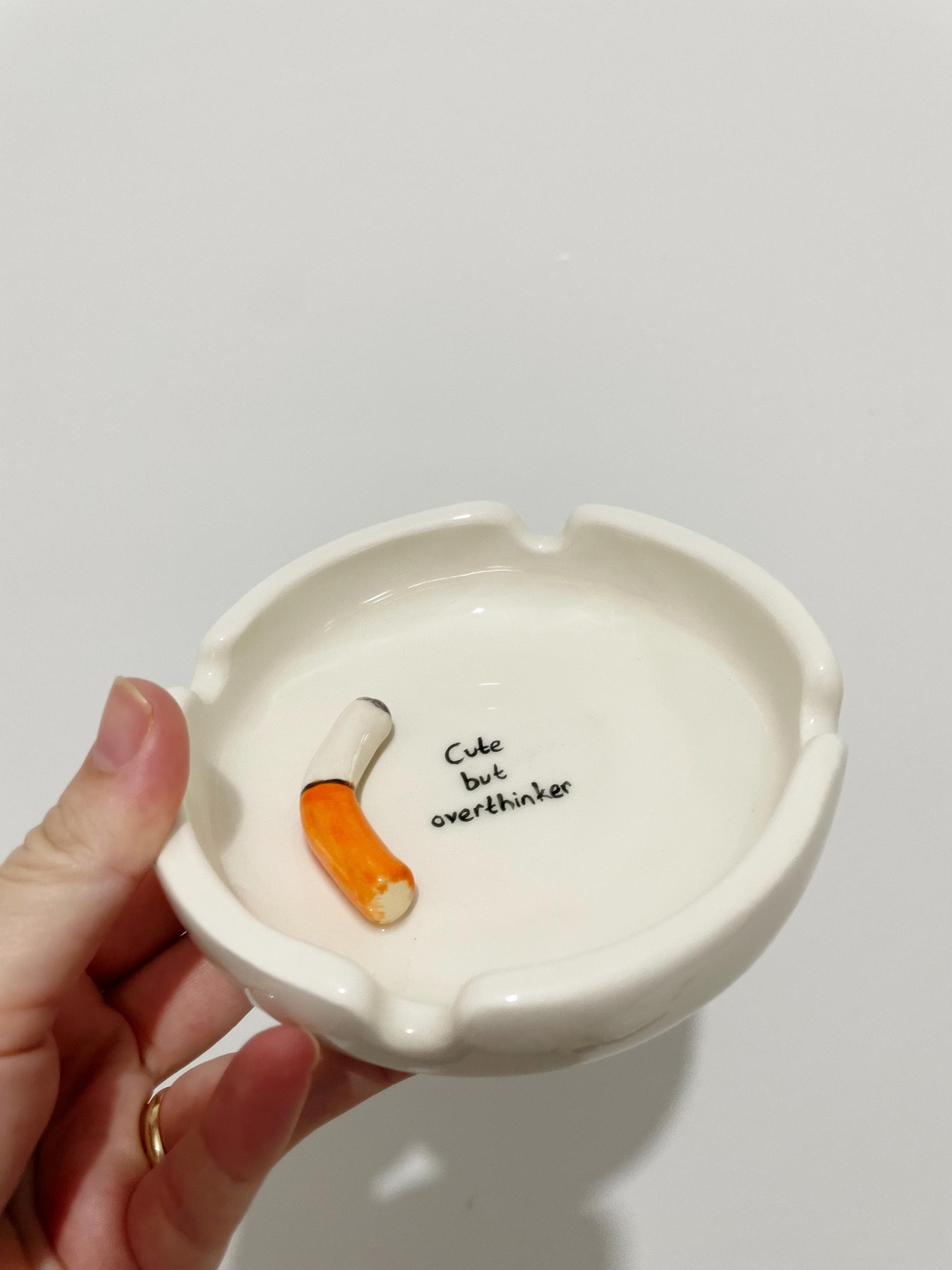 Mini Ashtray /charming Handcrafted White Ceramic Ashtray With ...
