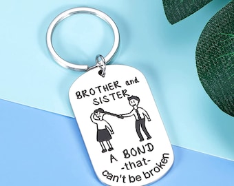 Brother and Sister Keychain | Etsy