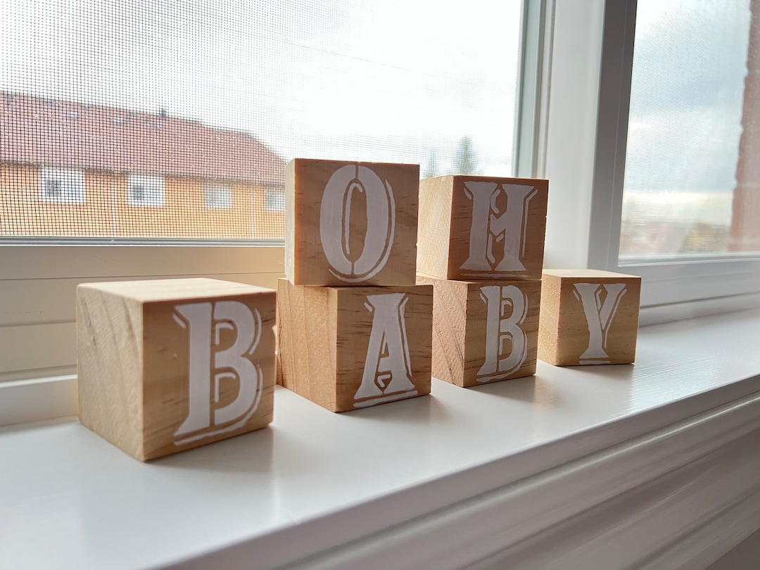 Oh Baby Wooden Blocks customizable Baby Shower - Etsy