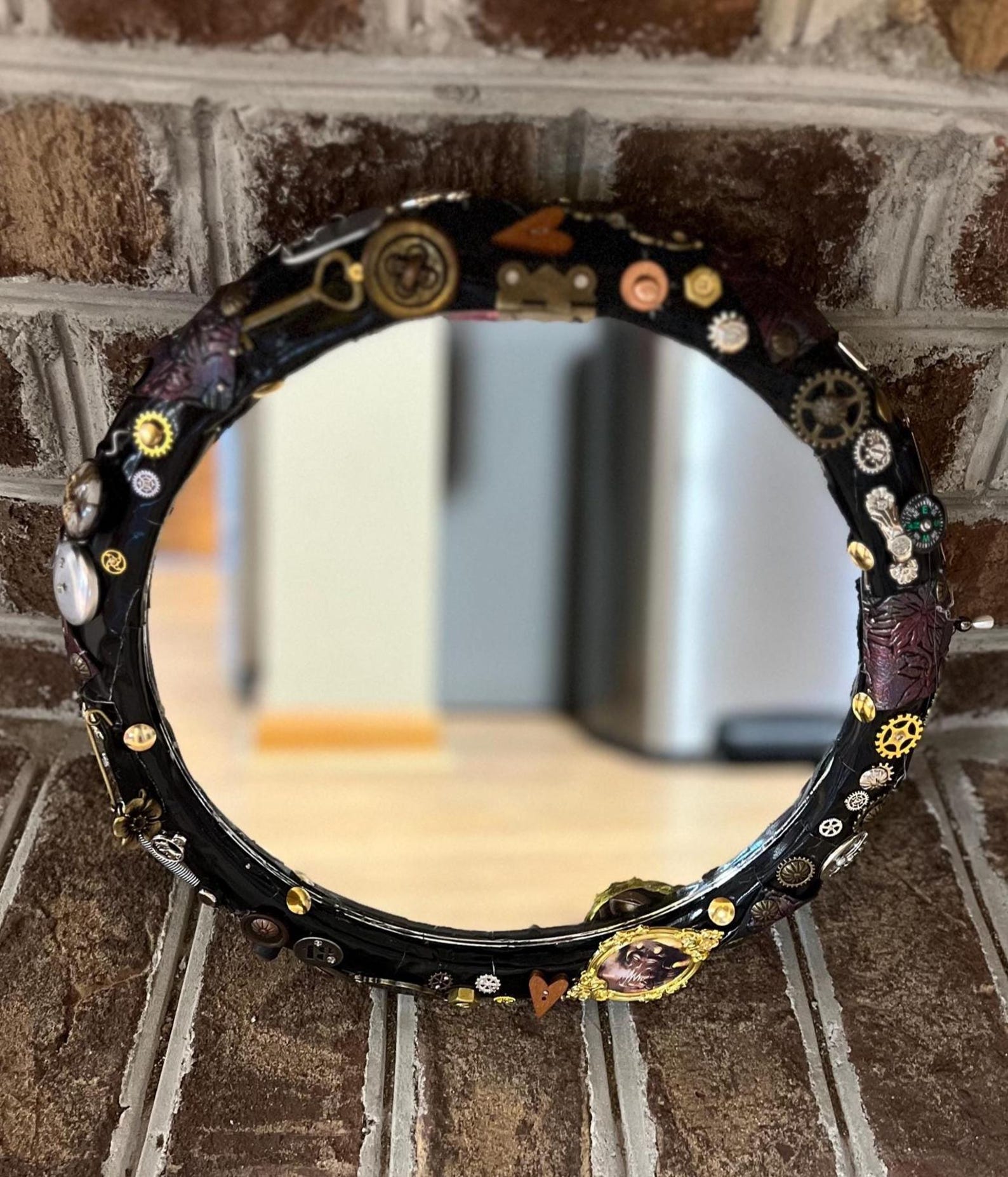 Steampunk Mirror, Victorian Industrial Decor, 12" Round - Etsy