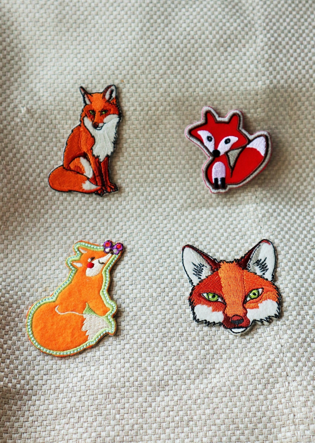 Set of 4pcs Embroidered Fox Collection Iron on Patch 5-7cm Bulk Lot ...