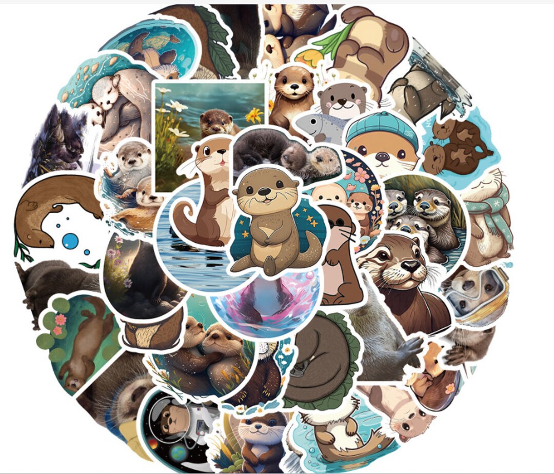 Set of 50pcs Cartoon Otter Vinyl Stickers for Waterbottle,hydro Luggage ...