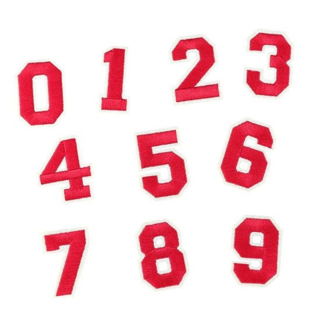 Set of 10pcs Bulk Lot Pack Red Black White Number Embroidered Iron on ...