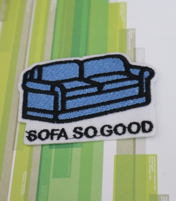 Blue Sofa Embroidered Iron on Fun Patch Badge Diy Home Textile - Etsy
