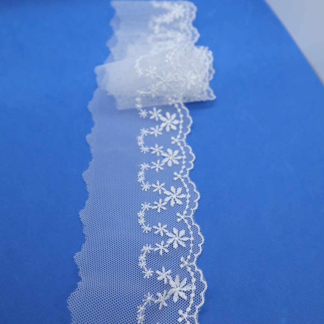 1yard White Flower Embroidered Lace Trim Diy Sewing Wedding Doll ...