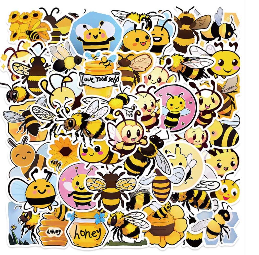 Set of 50pcs 110pcs Cartoon Bee Bumblebee Vinyl Stickers for ...