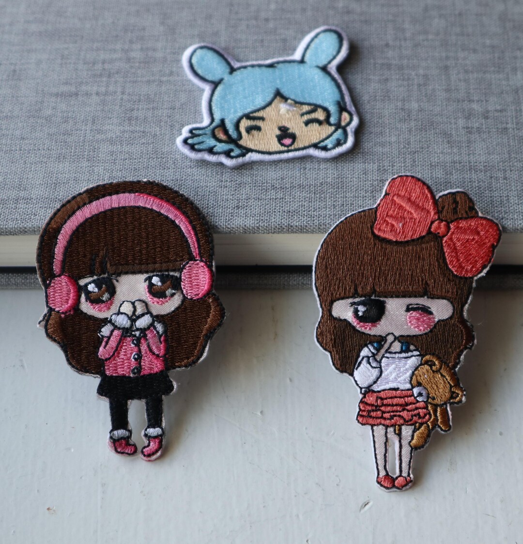 Set of 3pcs Little Girl Applique Self Adhesive Iron on Sewing Patches ...