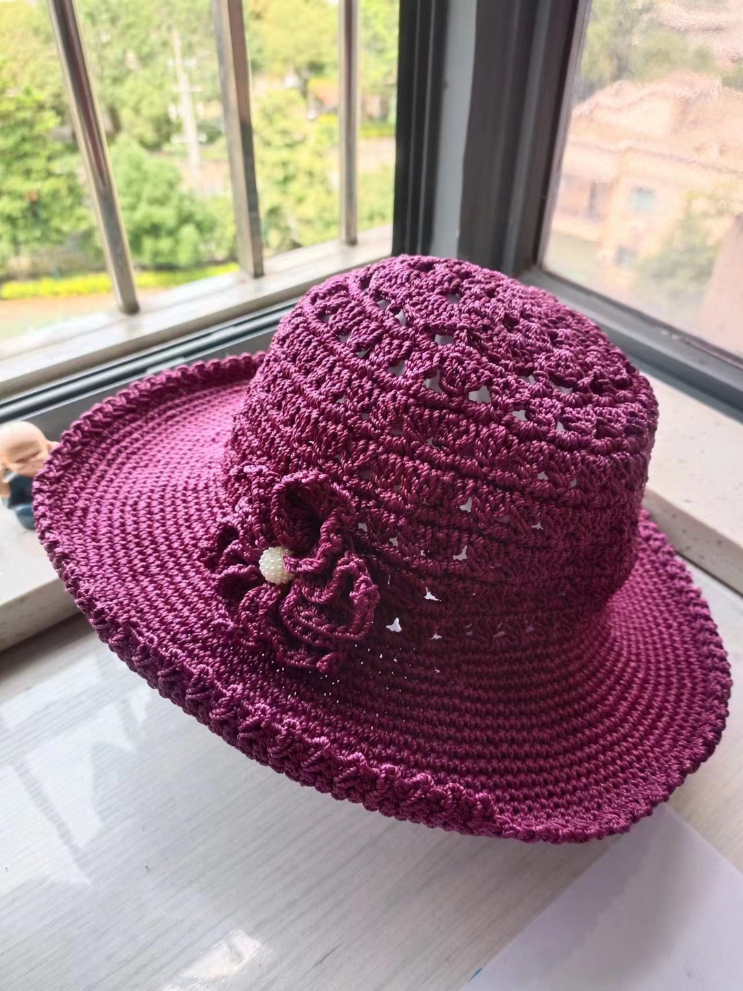 Hand Crochet Spring Summer Hat for Adult Women, Birthday Gift for Mom ...