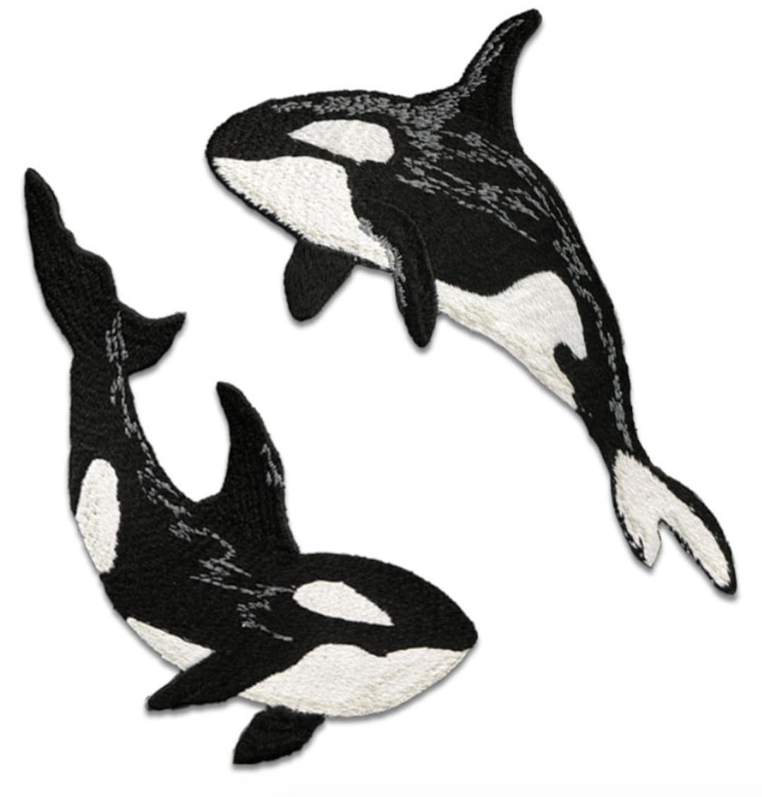 Large Killer Orca Whale Embroidered Iron on Patch 8inch Marine Animal ...