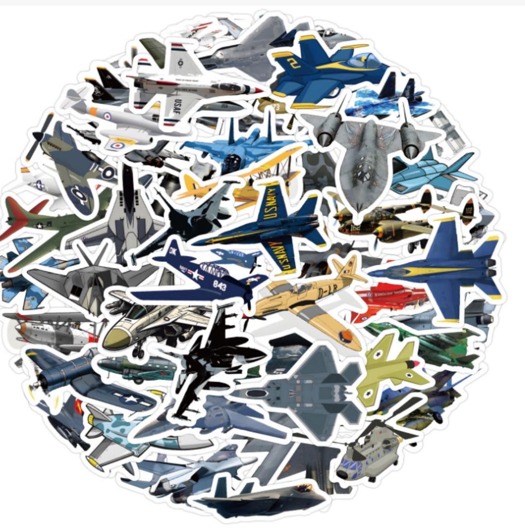 Set of 60pcs Military Aircraft Fighter Collection Vinyl Stickers for ...