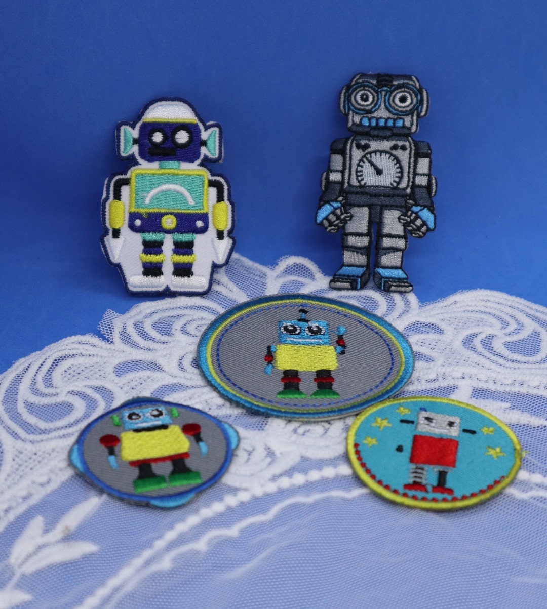 Set of 5pcs 50pc Bulk Lot Robot Collection Embroidered Iron on Patch ...