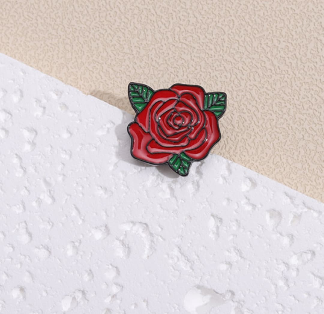 Set of 2pcs 12pcs Red Rose Flower Enemal Metal Pin Diy Craft Kids ...