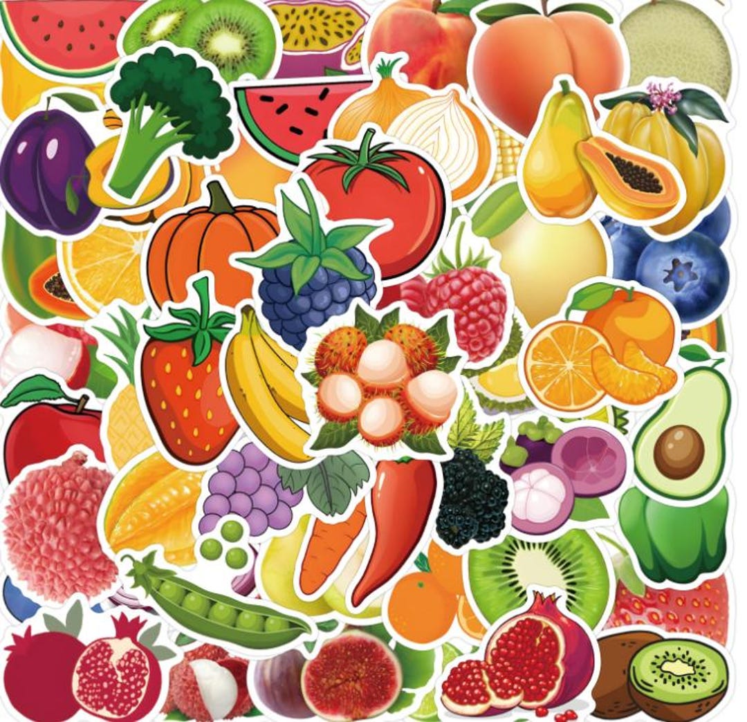Set of 120pc Fruit Vegitable Collection Vinyl Stickers Waterbottle ...
