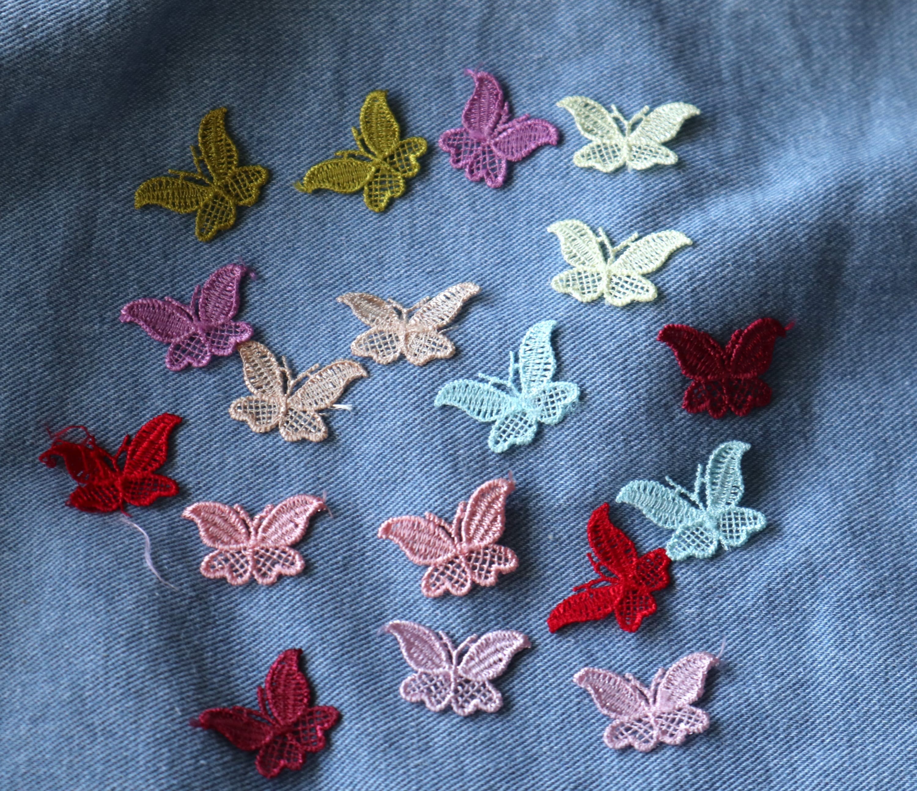 18pcs 90pc Bulk Lot Embroidery Mixed Small Tiny Butterfly Lace Sew on ...