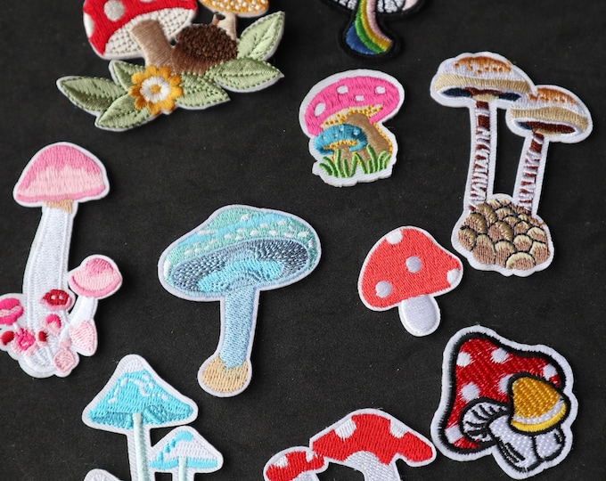 Mushroom and Snail Embroidered Patch, Iron on Patch - Etsy