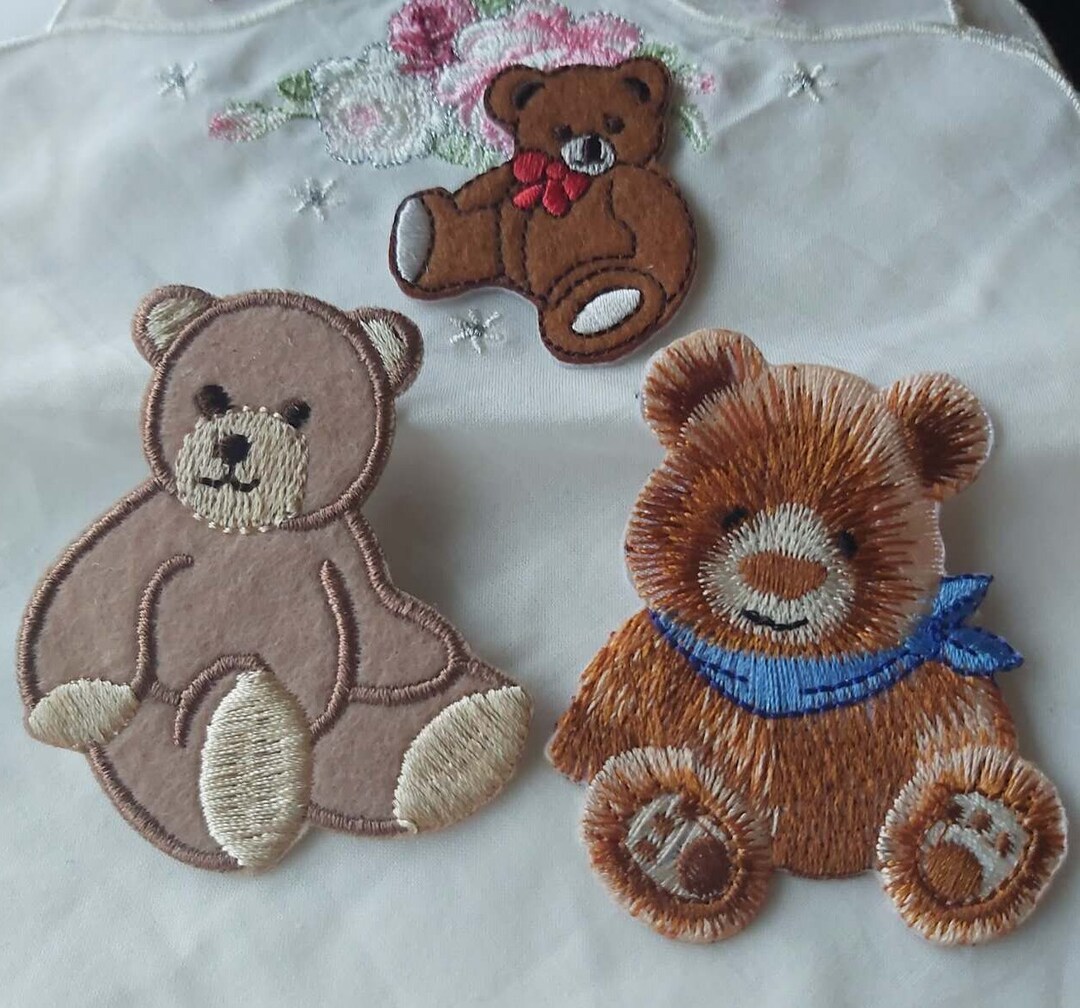 Set of 3pcs 36pcs Bulk Lot Cartoon Brown Teddy Bear Embroidered Iron on ...