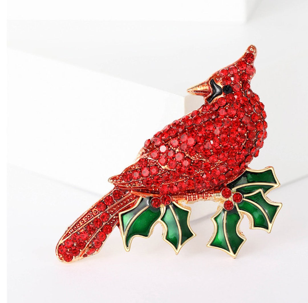 1pc 6pcs Bulk Lot Red Cardinal Bird Rhinestone Metal Badbge Pin Diy ...