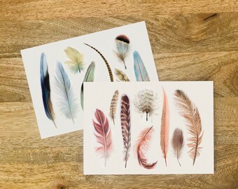 Vintage Feathers Art Print, Bird Feathers Painting, Wildlife Art ...