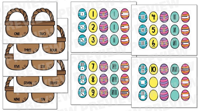 Easter Basket Subitizing Activity for Numbers 1-10 | Easter Egg Number ...