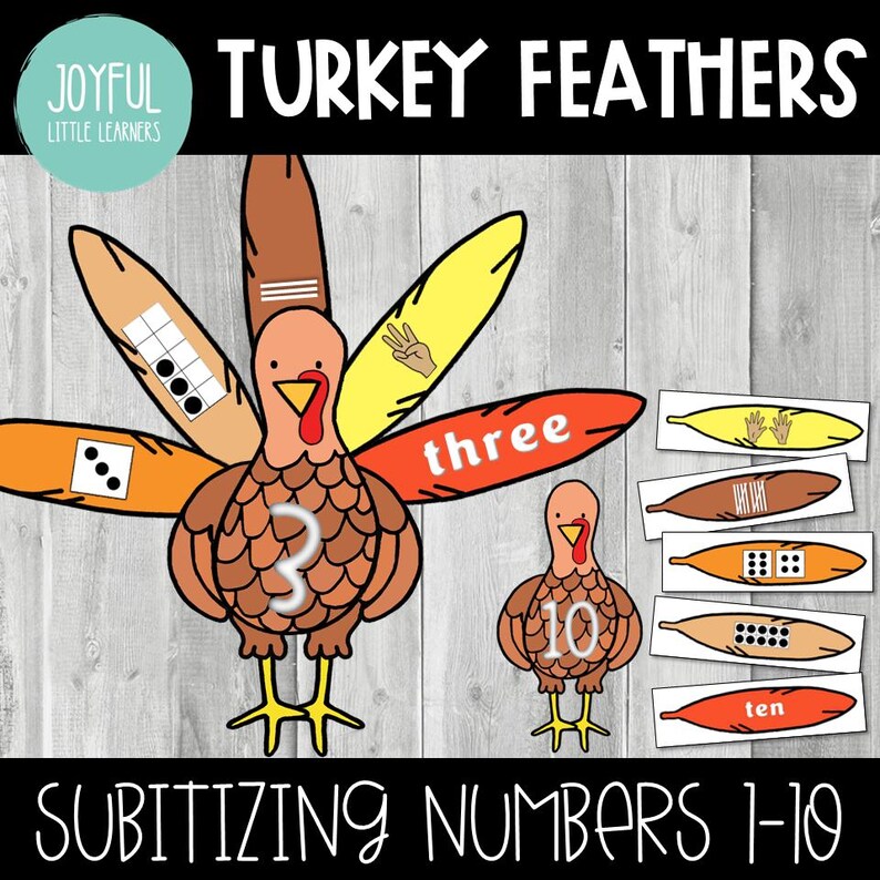 Turkey Feathers Subitizing Activity for Numbers 1-10 Thanksgiving ...