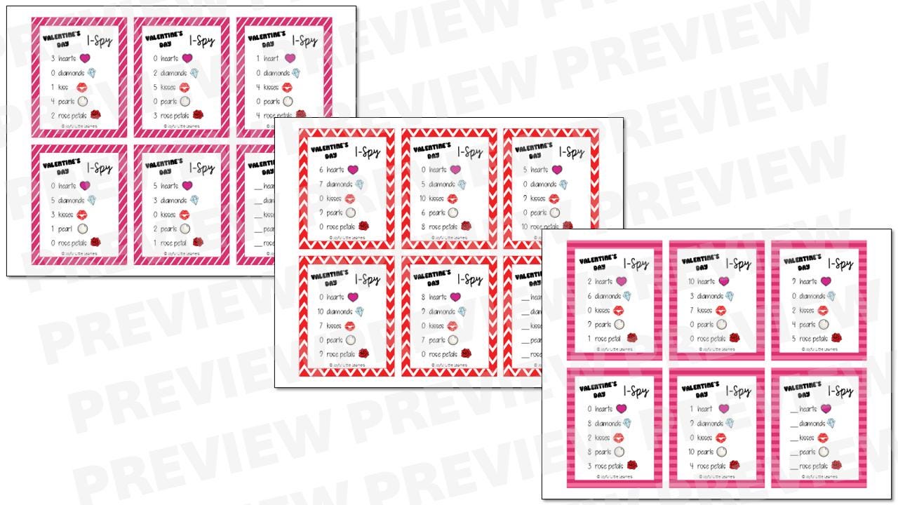 I-spy Valentine’s Day Sensory Bin Task Cards | Valentine Numbers ...