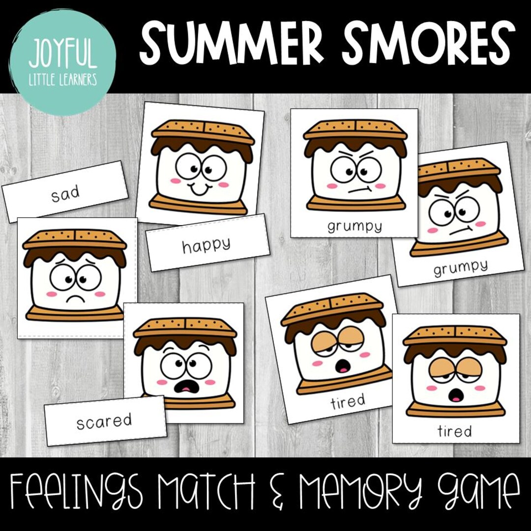 Summer Smores Feelings Match Card Game | S’mores Emotion Card Activity ...